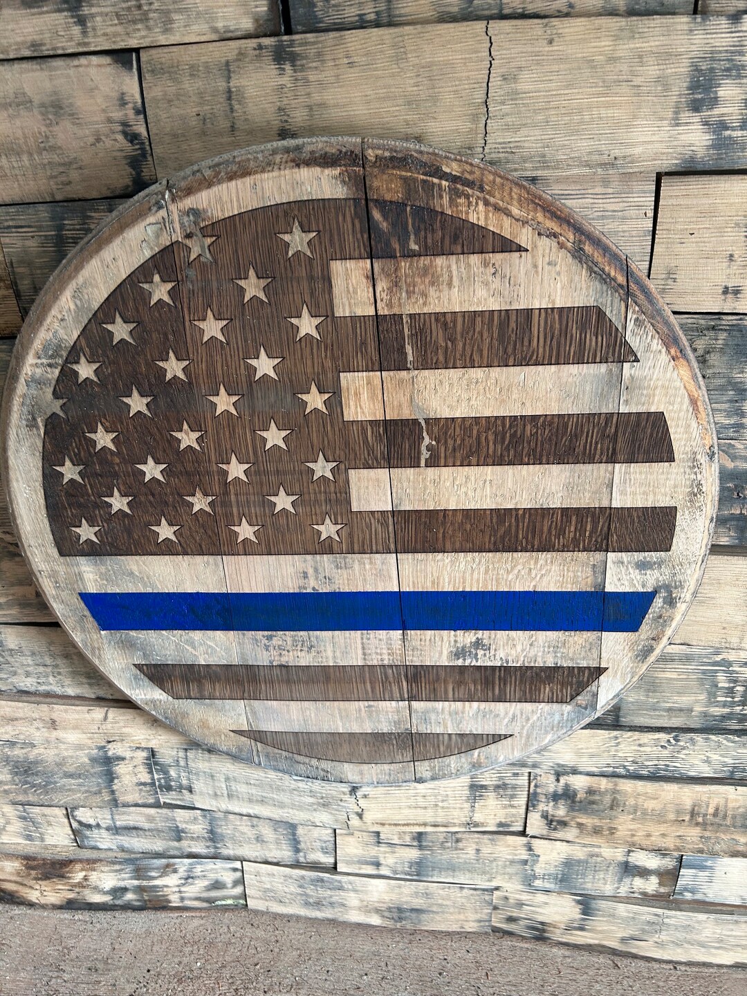 Patriotic Thin Blue Line Bourbon Barrel Gift for Him - Etsy