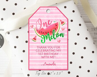 WATERMELON Favor Tags One in A Melon Birthday Watermelon Party ...