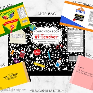 Teacher Appreciation Gift Snack Wrapper Bundle Printable Teacher Gifts ...