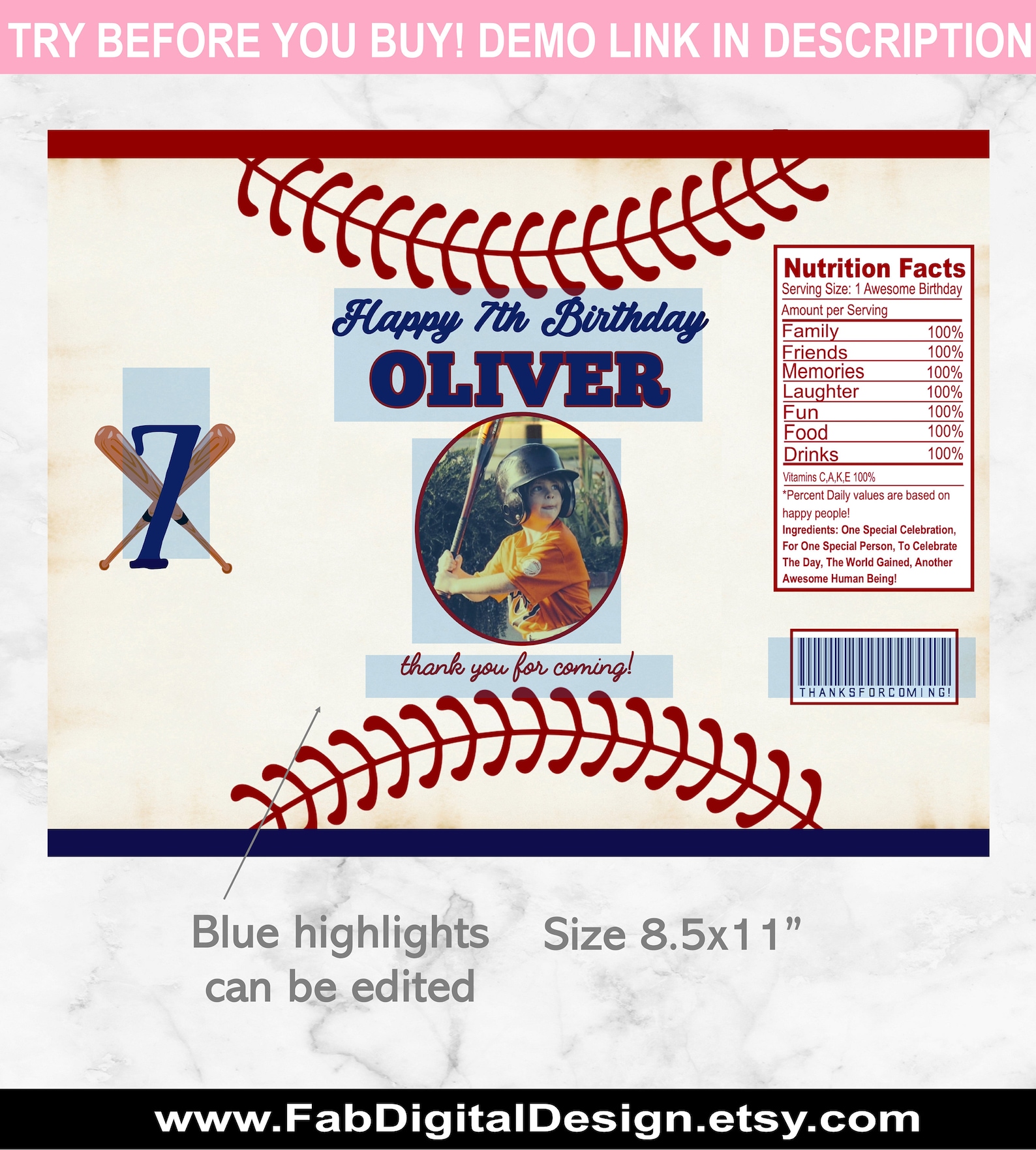 Editable Baseball Birthday Chip Bag Rookie Year Baseball Sports Ball ...