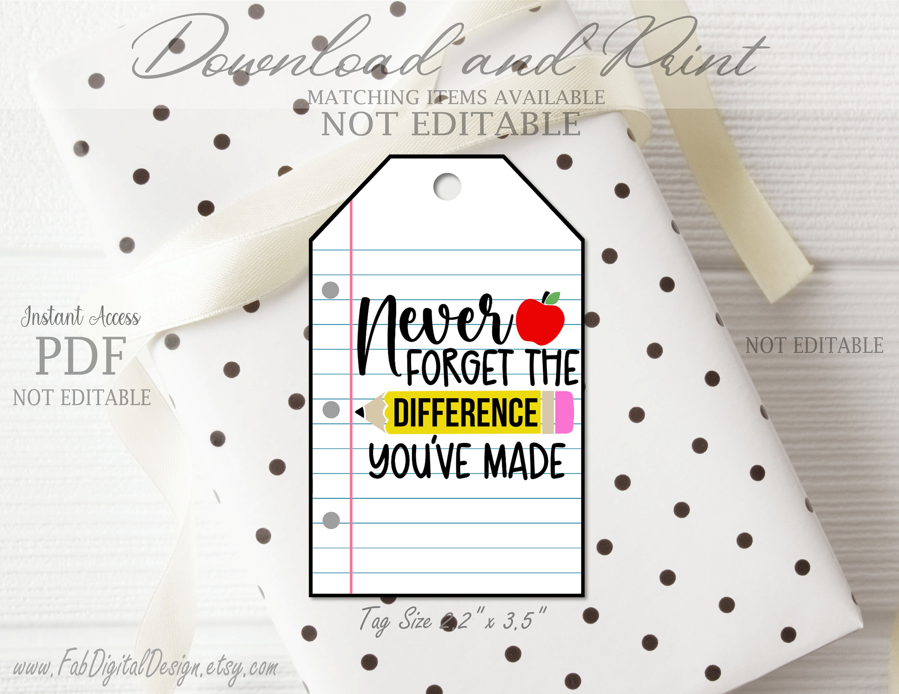 Teacher Appreciation Gift Tag Printable Teacher Gifts Tag Label Instant ...