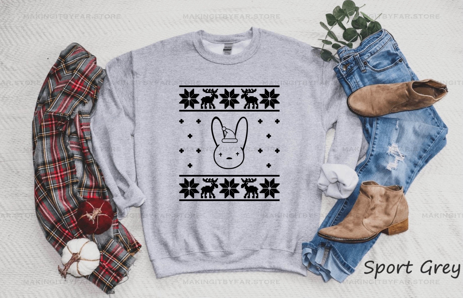 Bad Bunny Christmas Sweater Bad Bunny Custom Crewneck Fan | Etsy