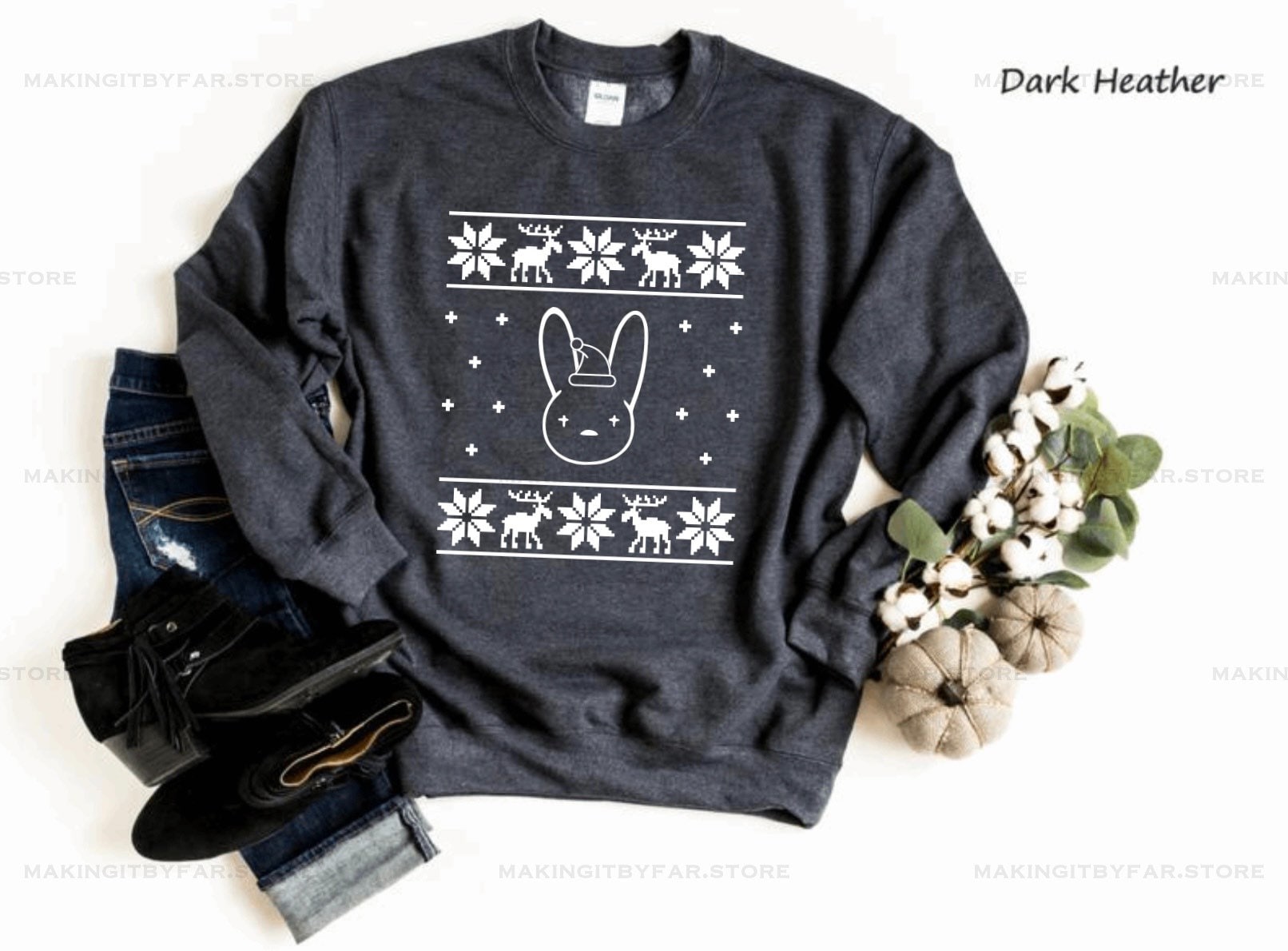 Bad Bunny Christmas Sweater Bad Bunny Custom Crewneck Fan | Etsy