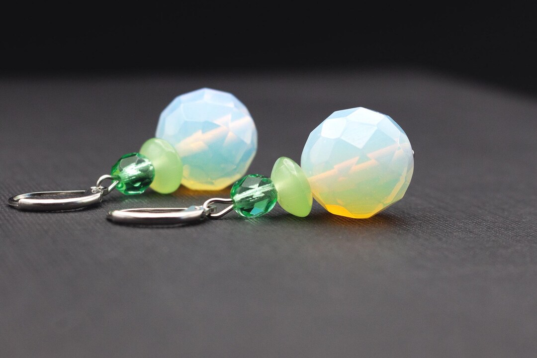 Magical Earrings With Moon Pearls, Lime Green and Mint Green ...