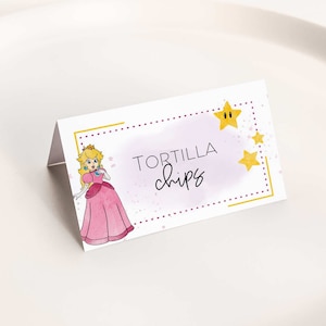 Princess Peach Table Tent Food Labels for Birthday Party, Digital ...