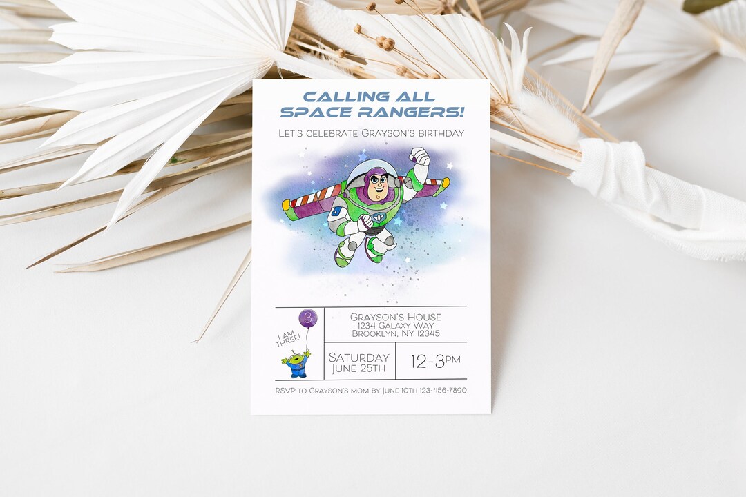 Space Ranger Themed Birthday Party Invitation, Digital Download - Etsy