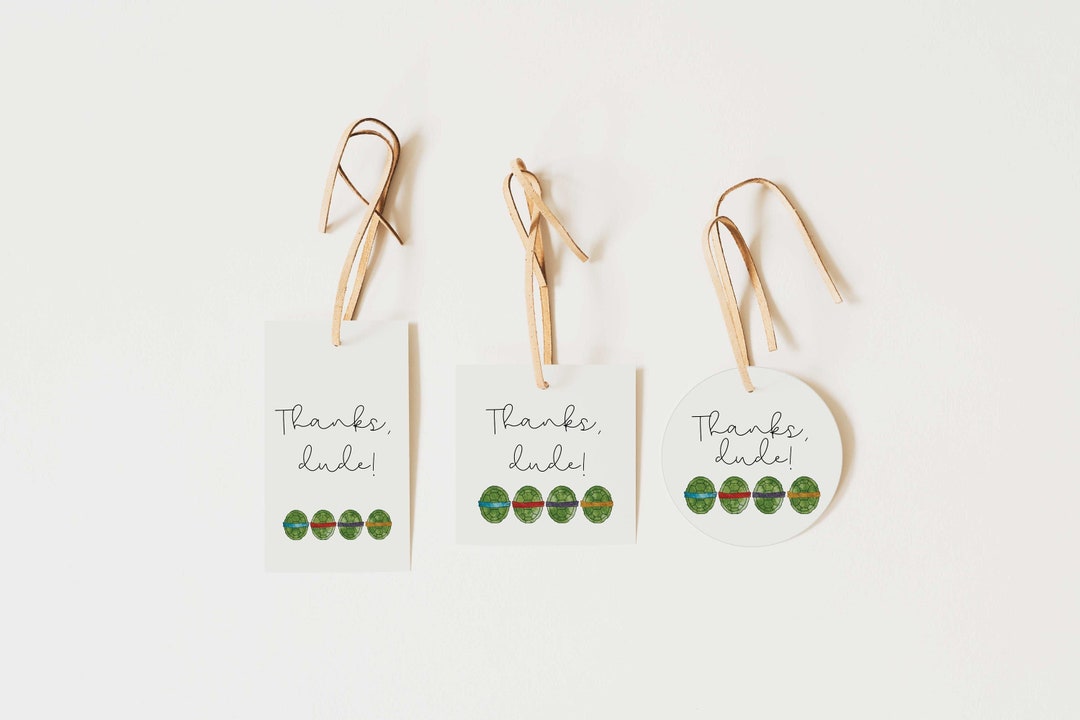 Turtle Party Favor Thank You Gift Tags for Birthday Party, Digital ...