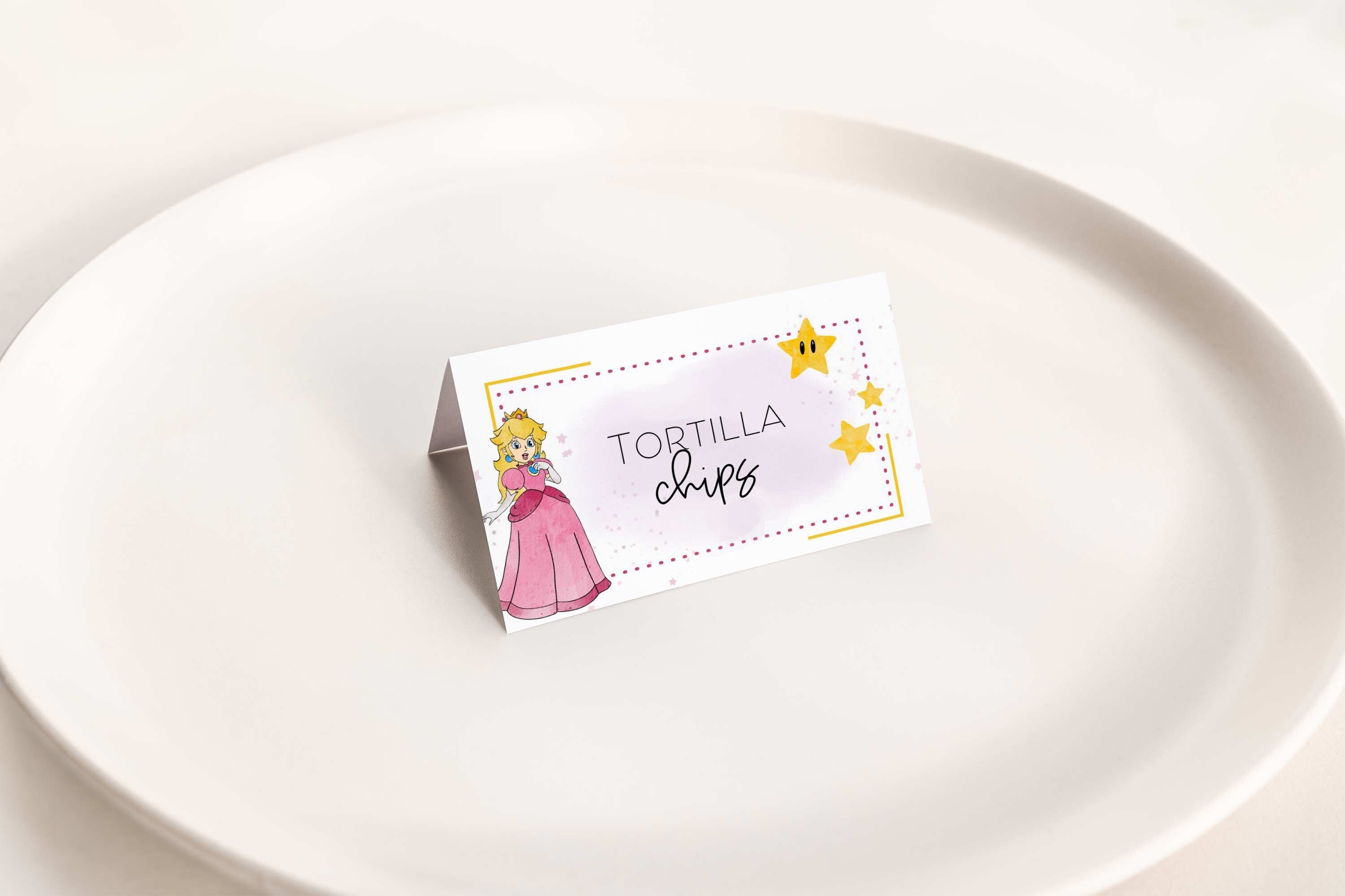 Princess Peach Table Tent Food Labels for Birthday Party, Digital ...