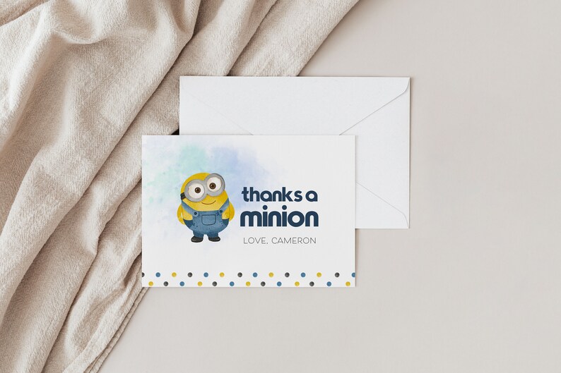 Minion Personalized Birthday Thank You Card, Digital Download - Etsy