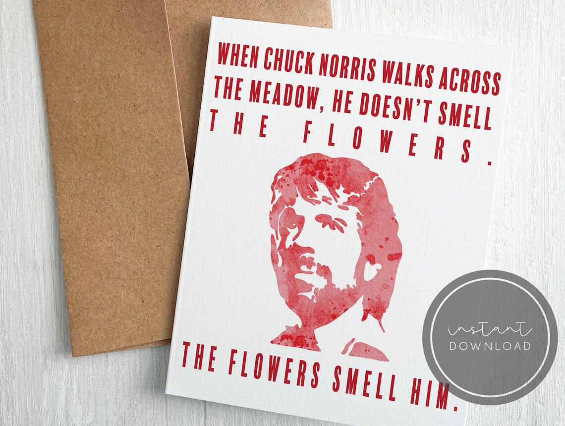 Funny Chuck Norris Valentine Greeting Card Set of 6 DIGITAL - Etsy