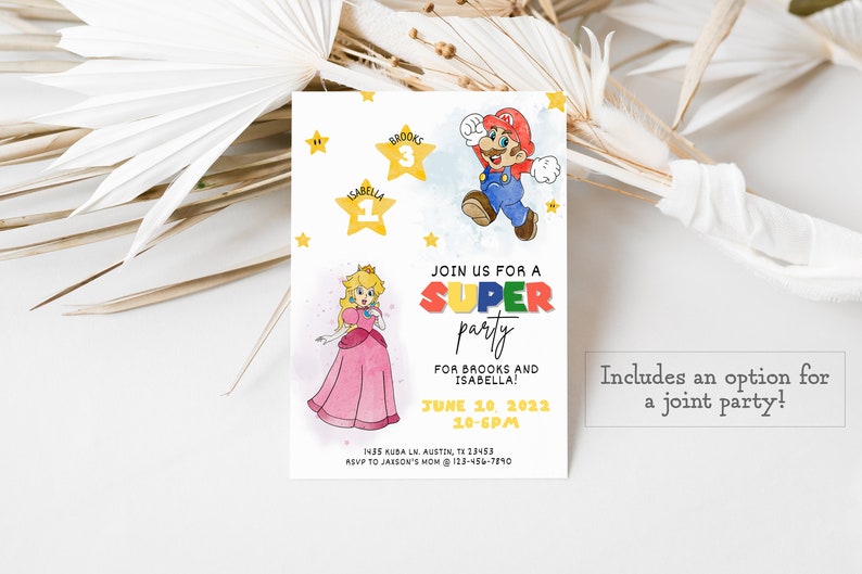 Personalized Super Mario and Princess Peach Themed Birthday Party ...