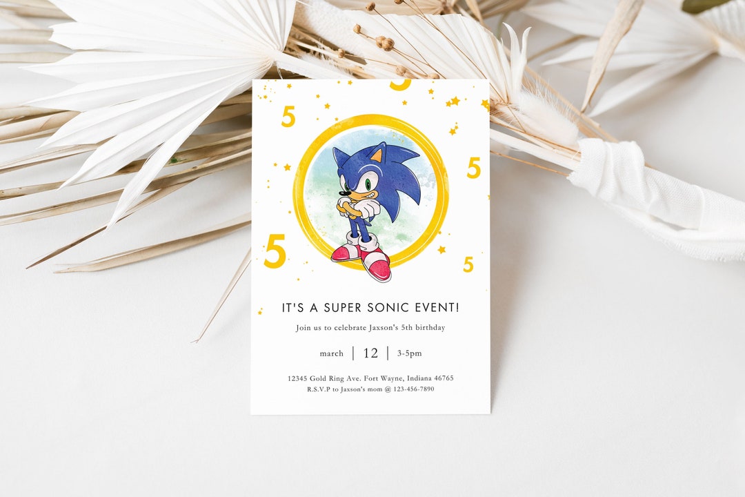 Personalized Sonic the Hedgehog Themed Birthday Party Invitation for ...