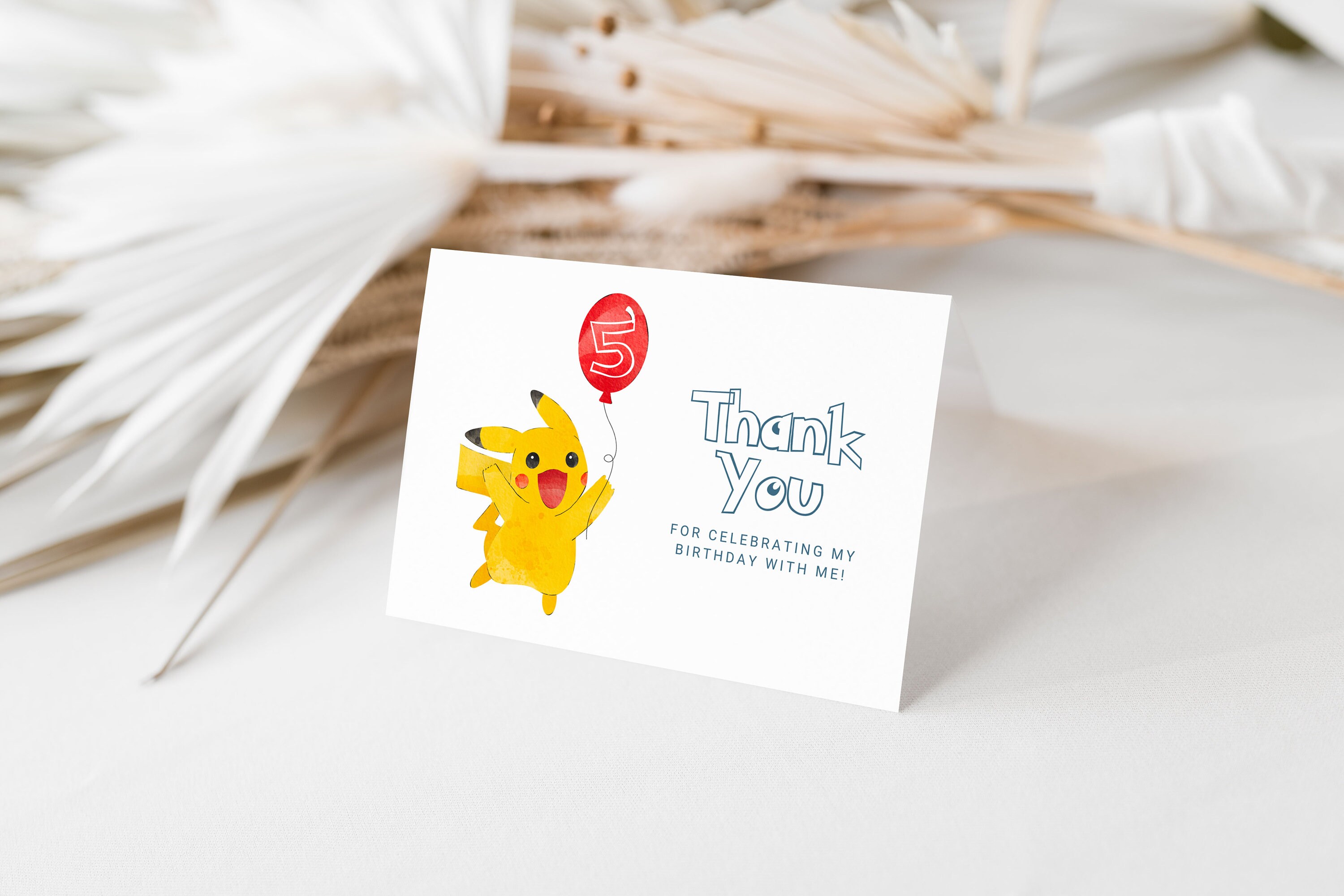 Pokémon Pikachu Birthday Thank You Card Digital Download - Etsy Australia