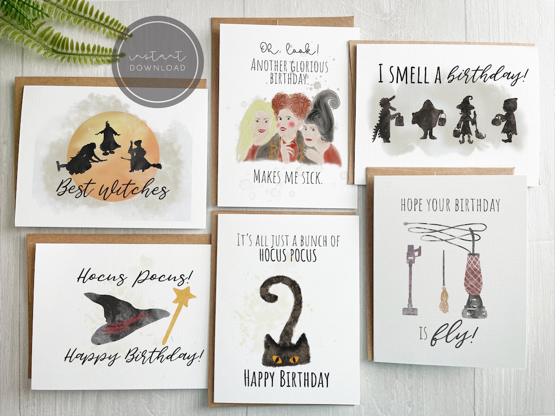Funny Hocus Pocus Birthday Greeting Cards DIGITAL DOWNLOAD - Etsy