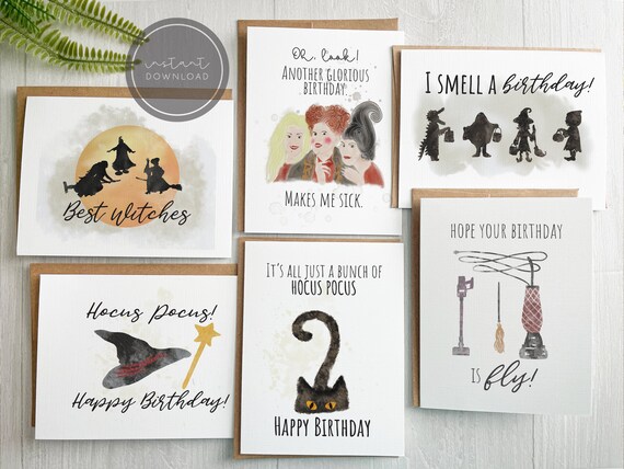 Funny Hocus Pocus Birthday Greeting Cards DIGITAL DOWNLOAD - Etsy