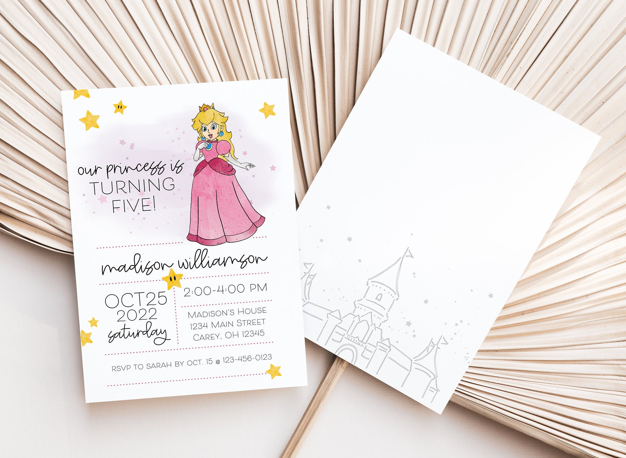 Personalized Princess Peach Themed Birthday Party Invitation - Etsy