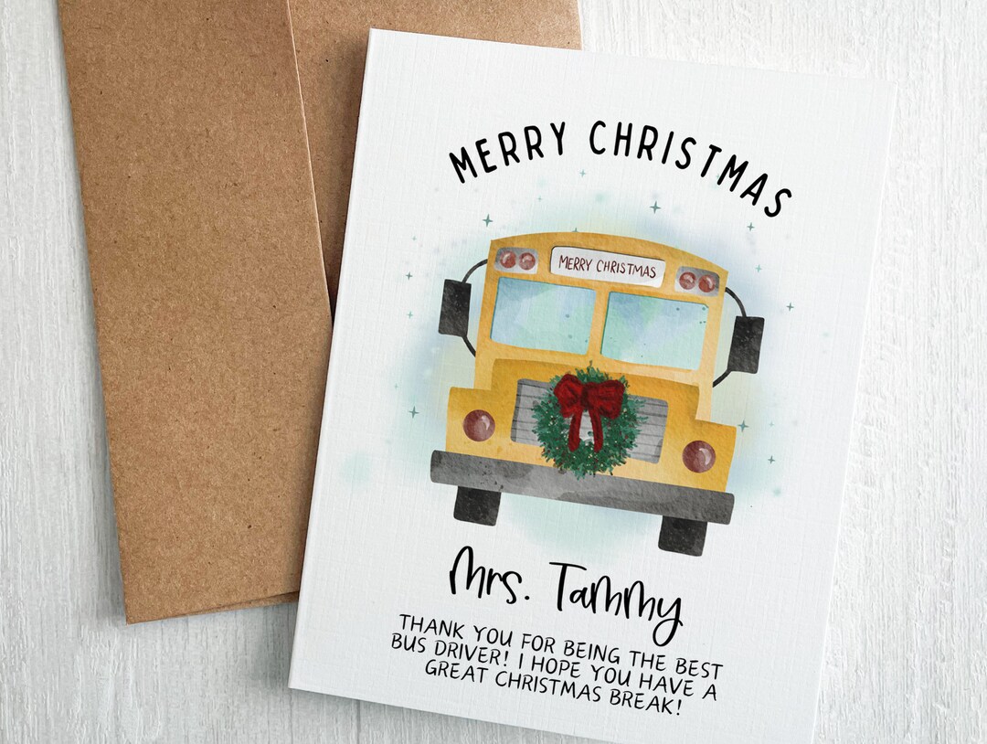 Personalized Bus Driver Christmas Card DIGITAL DOWNLOAD - Etsy
