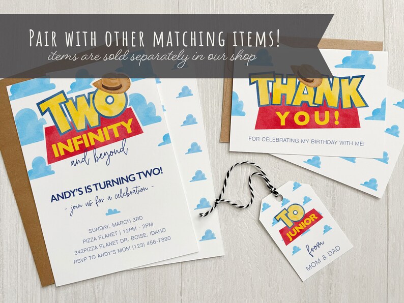 Two Infinity and Beyond Themed Birthday Party Invitation - Etsy