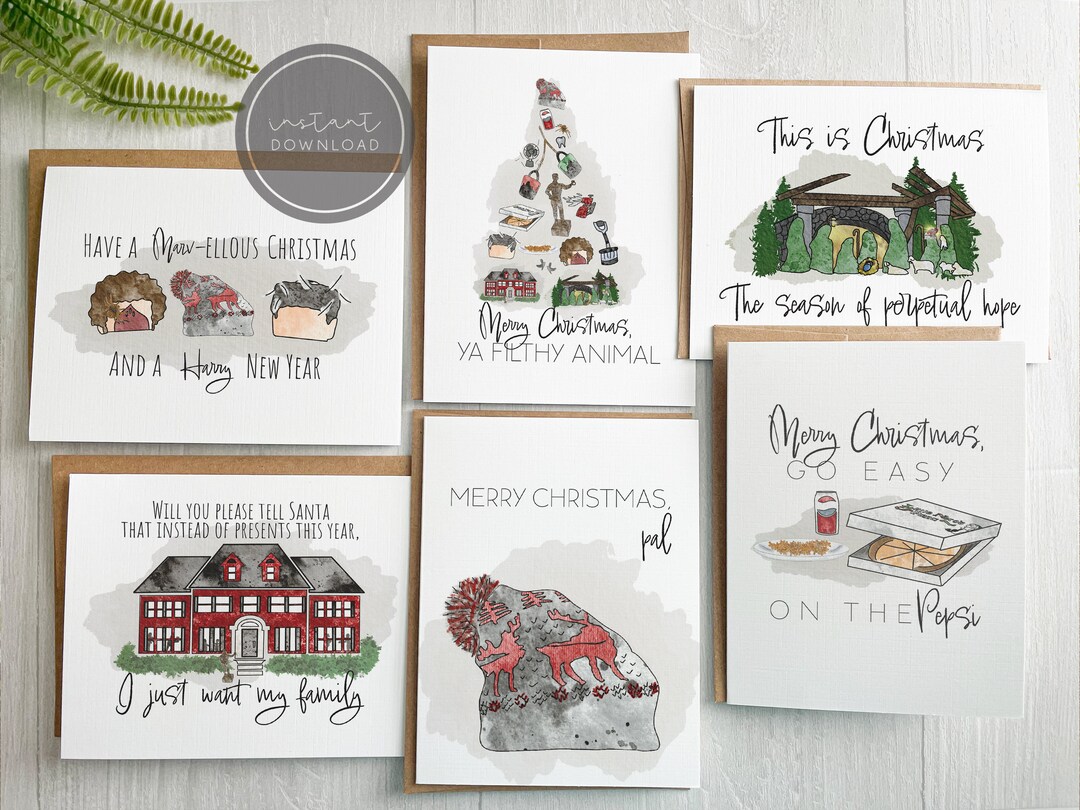 Funny Home Alone Christmas Greeting Card Set of 6 DIGITAL DOWNLOAD - Etsy