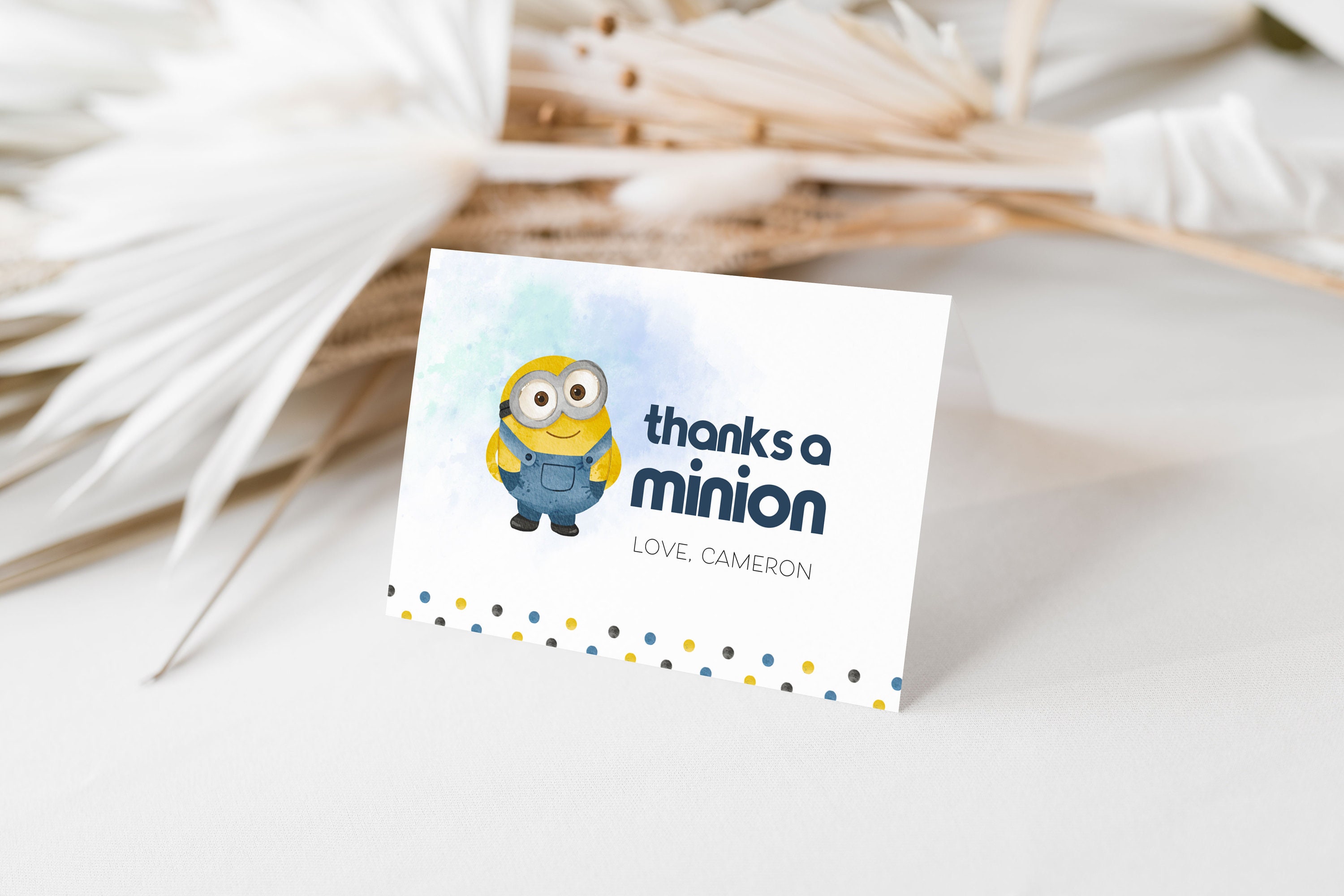 Minion Personalized Birthday Thank You Card, Digital Download - Etsy