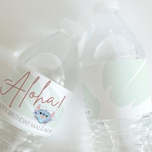 Stitch Themed Birthday Party Water Bottle Label, Digital Download - Etsy