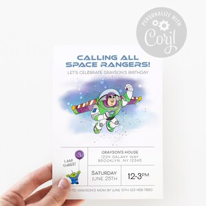 Space Ranger Themed Birthday Party Invitation Digital - Etsy