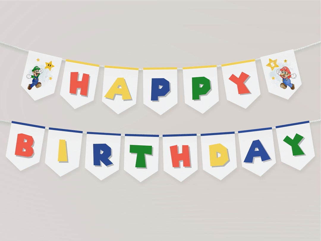 Super Mario Happy Birthday Banner for Birthday Party, Digital Download ...