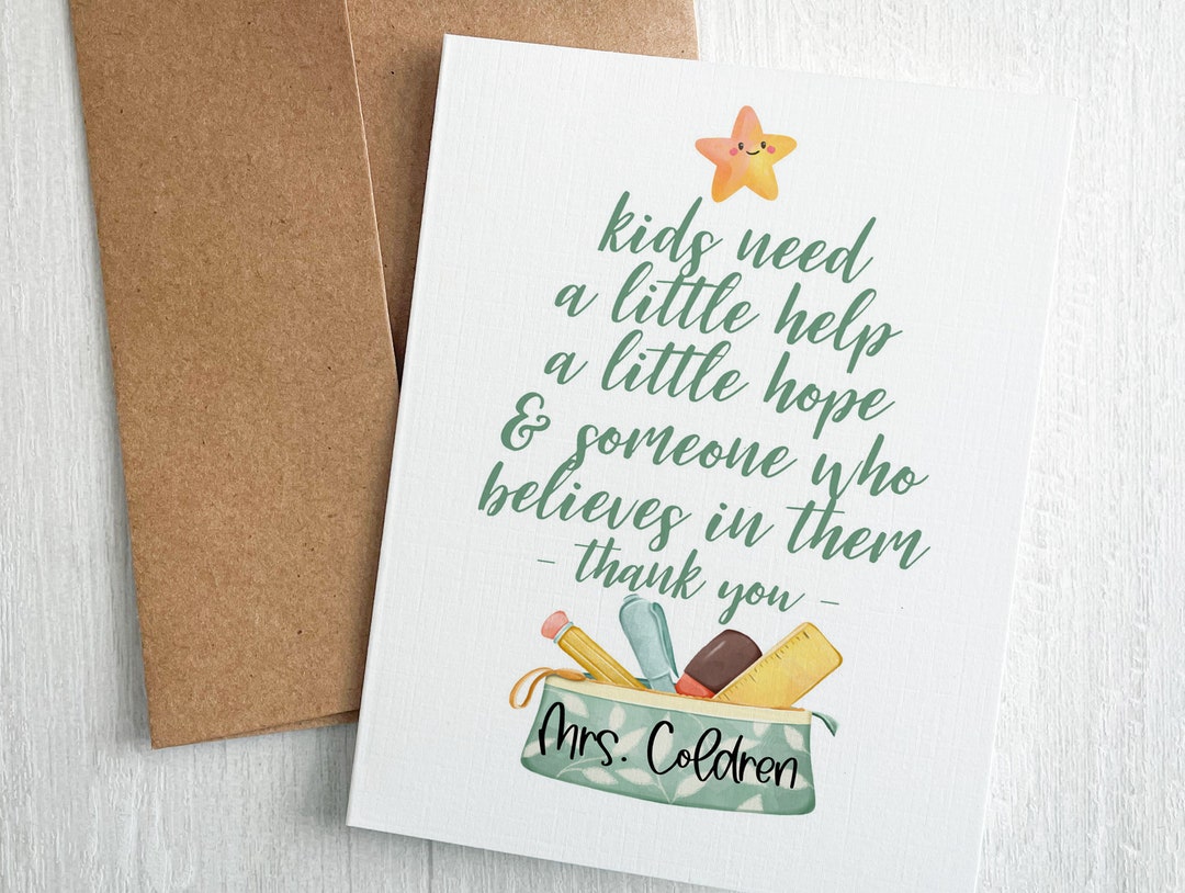 Personalized Christmas Tree Teacher Thank You Card DIGITAL DOWNLOAD - Etsy