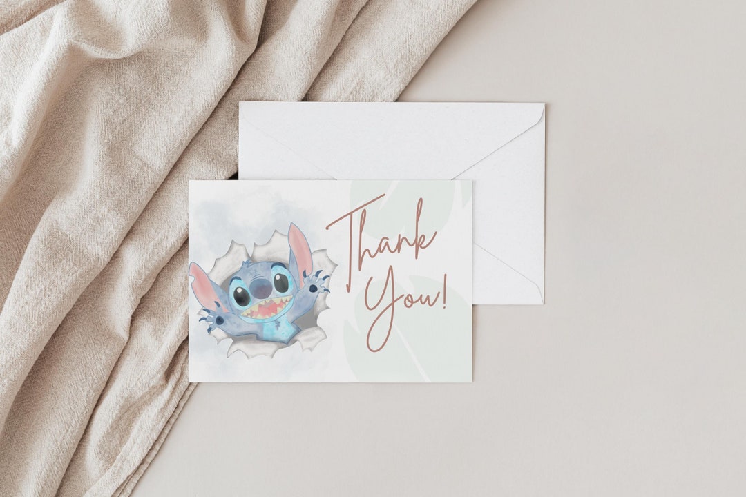 Stitch Themed Party Thank You Card, Digital Download - Etsy