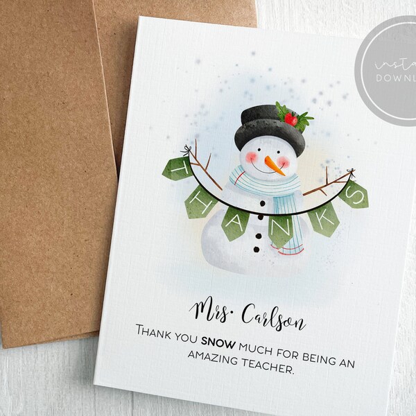 Snowman Card - Etsy