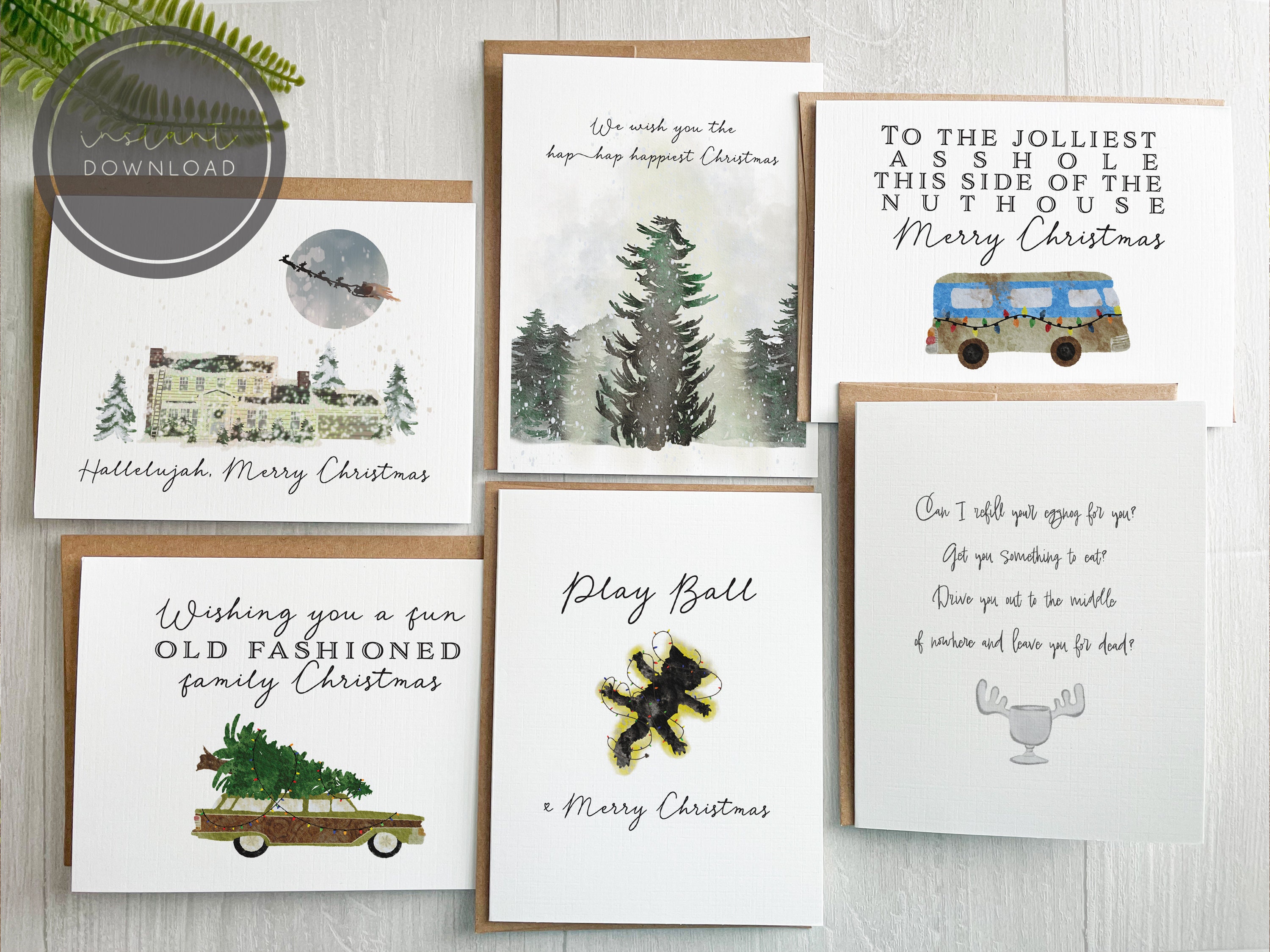 Funny Christmas Vacation Greeting Card Set of 6 DIGITAL DOWNLOAD - Etsy