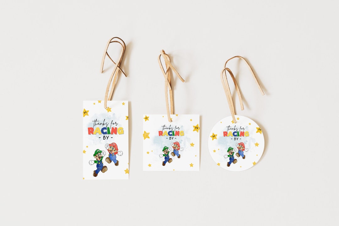 Super Mario Party Favor Thank You Gift Tags for Birthday Party, Digital ...