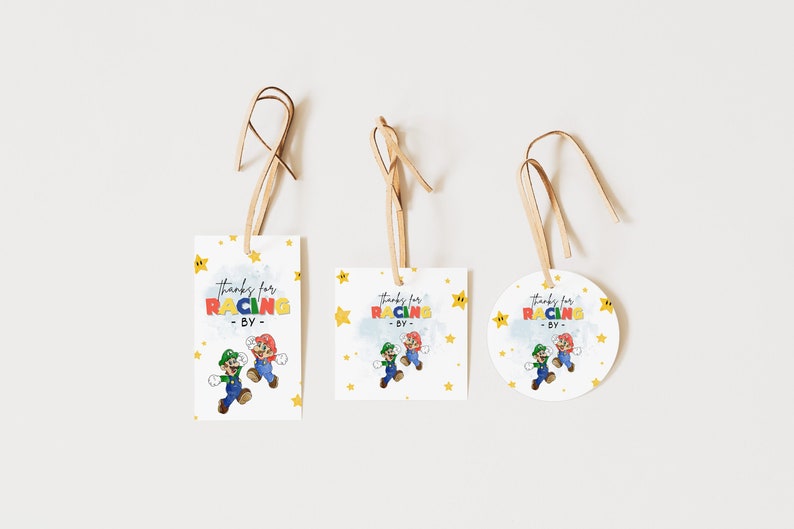 Super Mario Party Favor Thank You Gift Tags for Birthday - Etsy