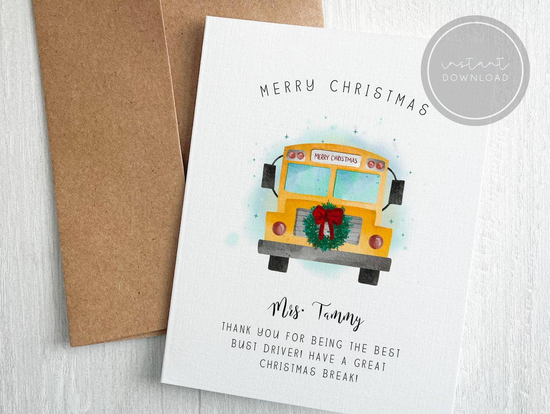 Personalized Bus Driver Christmas Card DIGITAL DOWNLOAD - Etsy