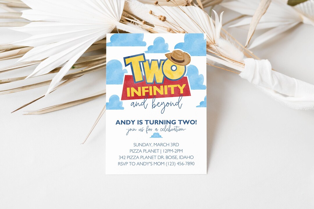 Two Infinity and Beyond Themed Birthday Party Invitation, Digital ...