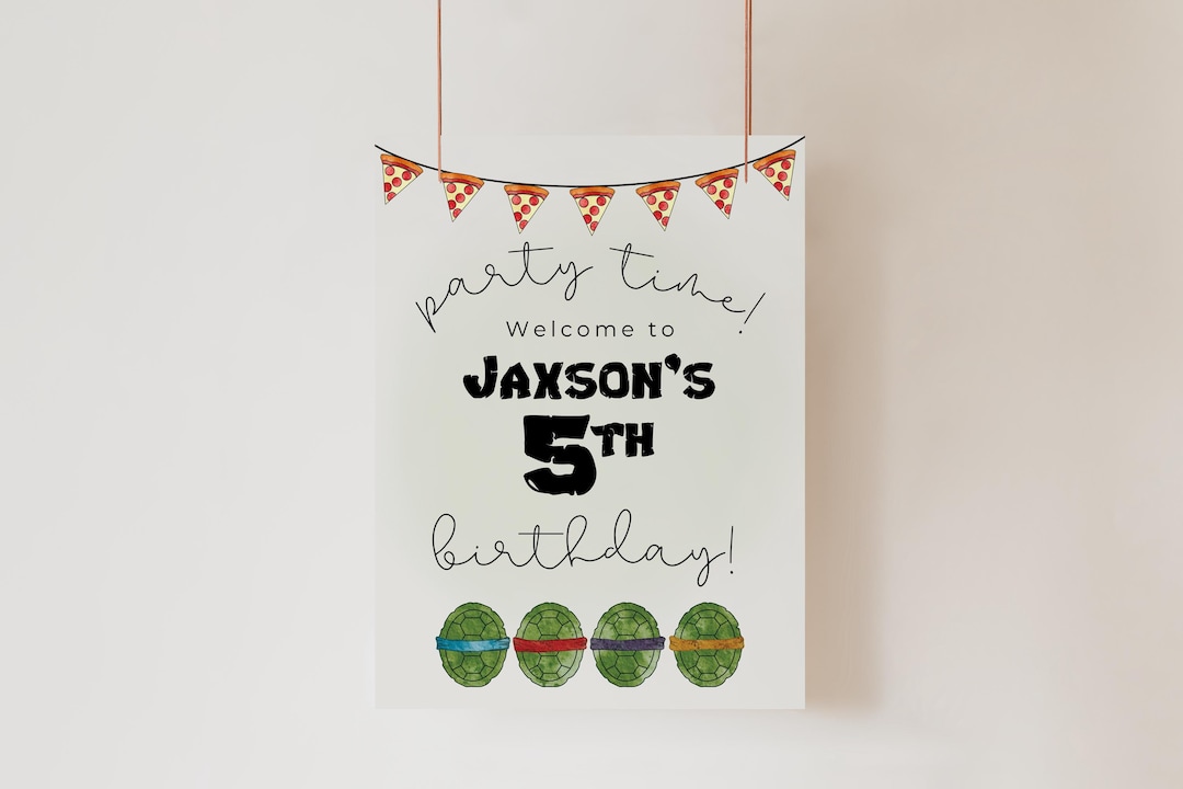 Turtle Themed Welcome Poster for Birthday Party for Boys or Girls ...