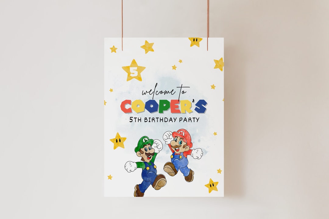 Super Mario Welcome Poster for Birthday Party for Boys or Girls ...