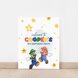 Super Mario Welcome Poster for Birthday Party for Boys or Girls ...