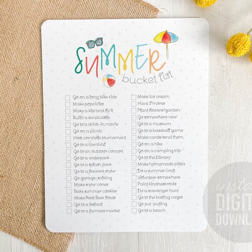 Summer Bucket List Printable Family Summer Bucketlist - Etsy
