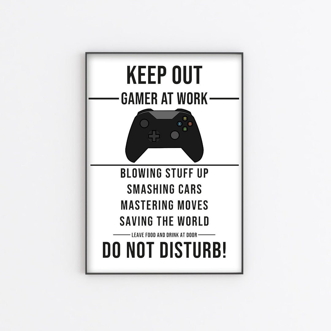 Keep Out Gamer at Work Funny Gaming Wall Art Gamer Prints - Etsy