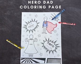 Printable Fathers Day Craft, Coloring Superhero Dad Template, Kids Gift ...