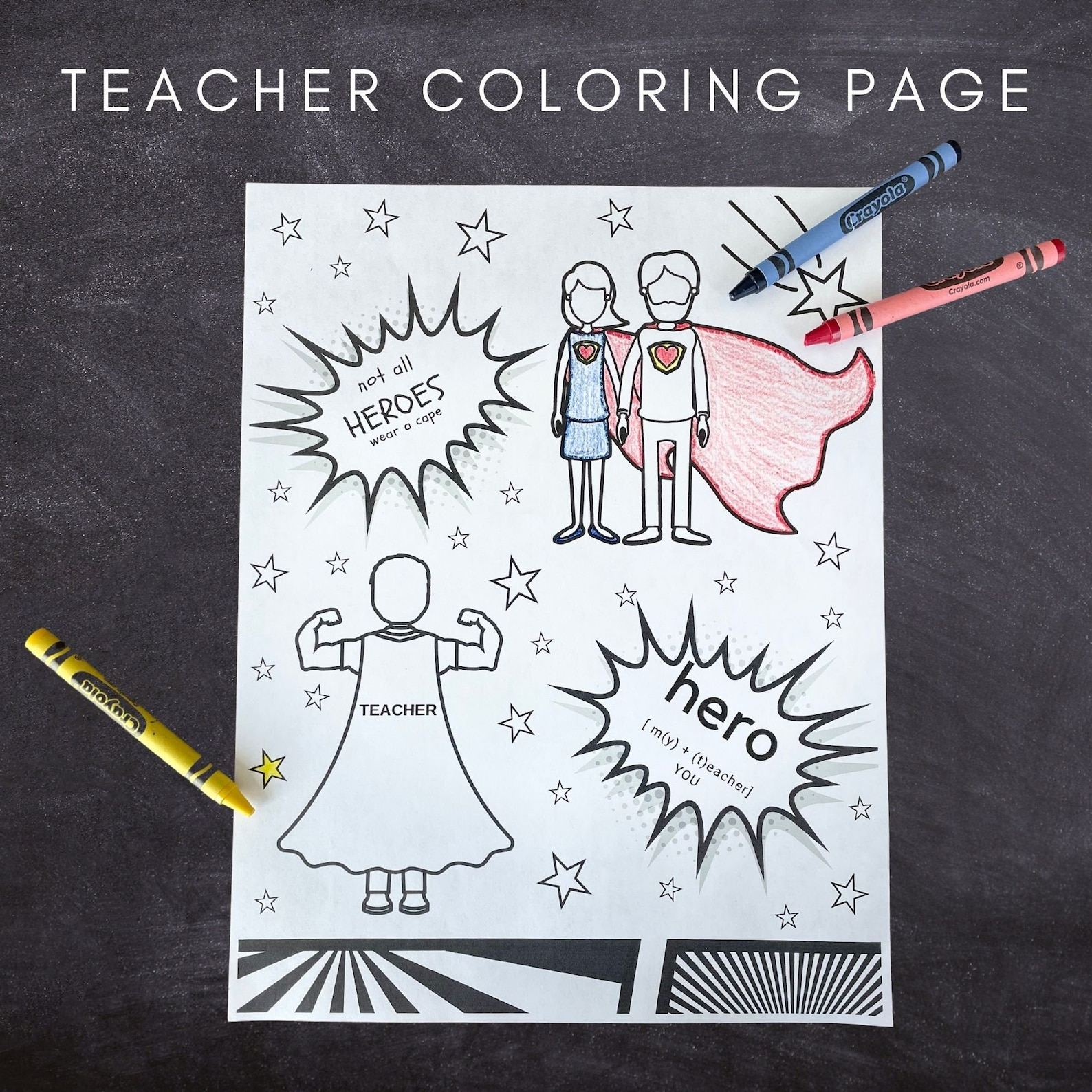 Hero Teacher Coloring Page - Etsy