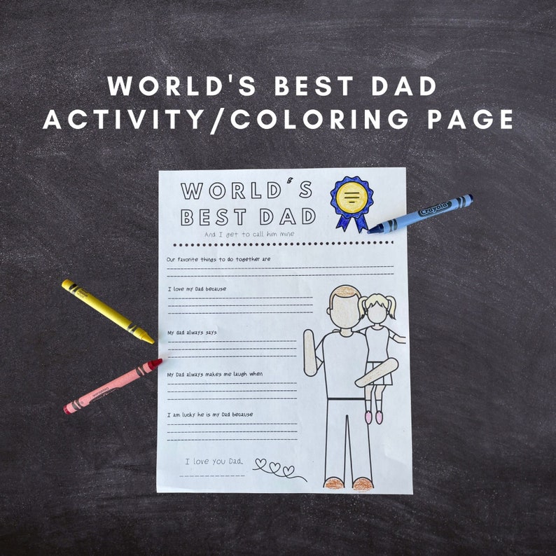 World's Best Dad Activity/coloring Page Printable (daughter) - Etsy