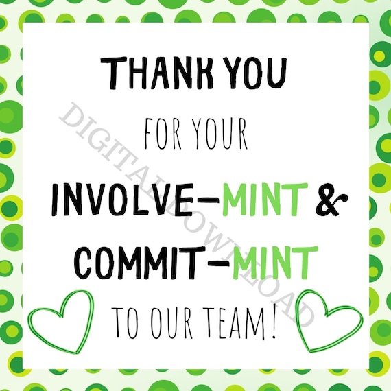 Thank You for Your Involve-mint and Commit-mint to Our Team - Etsy