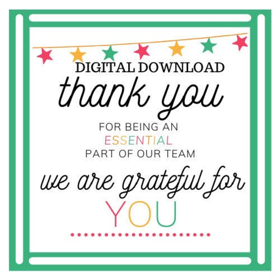 Thank You for Being an ESSENTIAL Part of Our Team Printable - Etsy