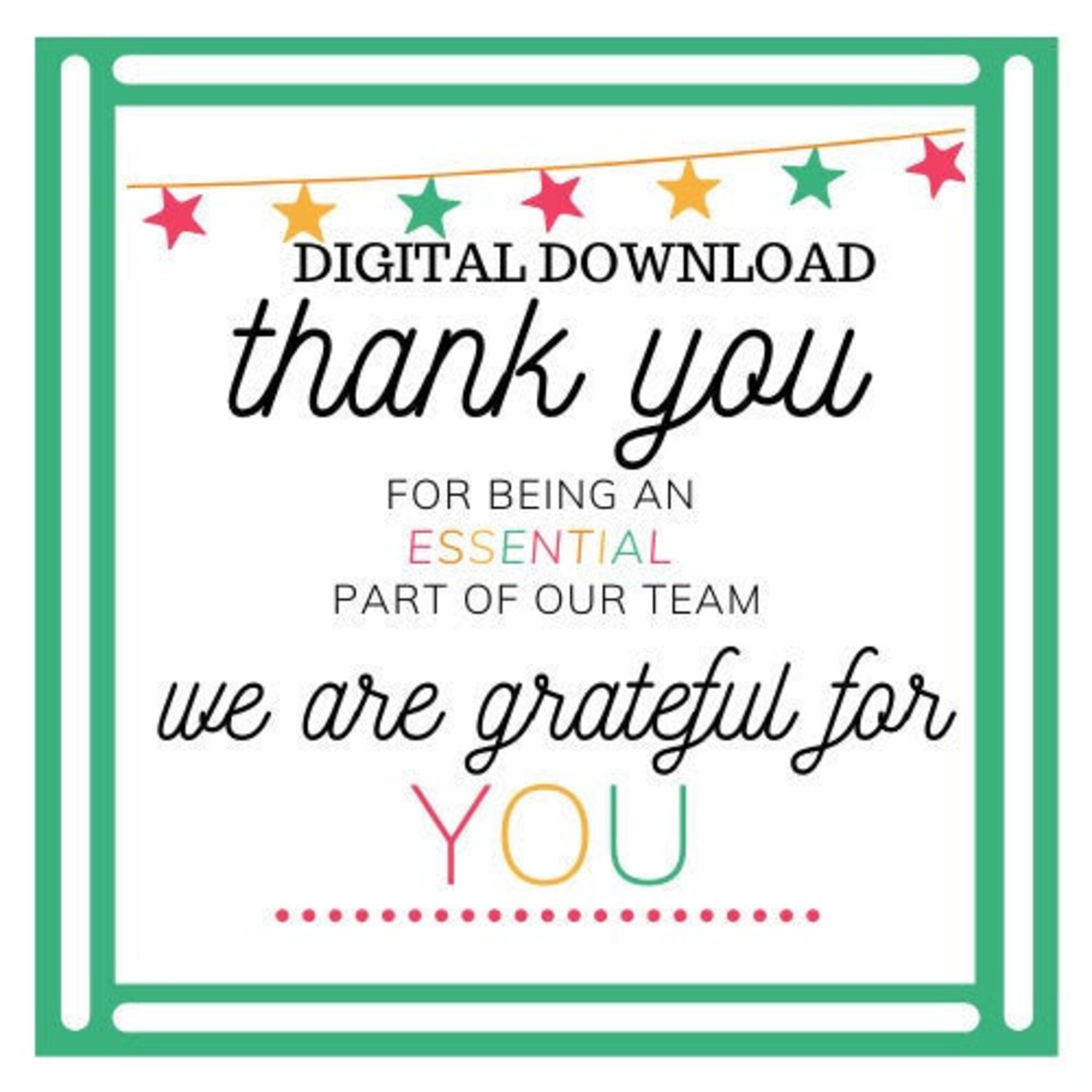 Thank You For Being An ESSENTIAL Part Of Our Team Printable Etsy UK