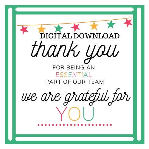 Thank You for Being an ESSENTIAL Part of Our Team Printable - Etsy