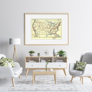 Map: 1907 Map of the United States Showing Routes of Principal - Etsy