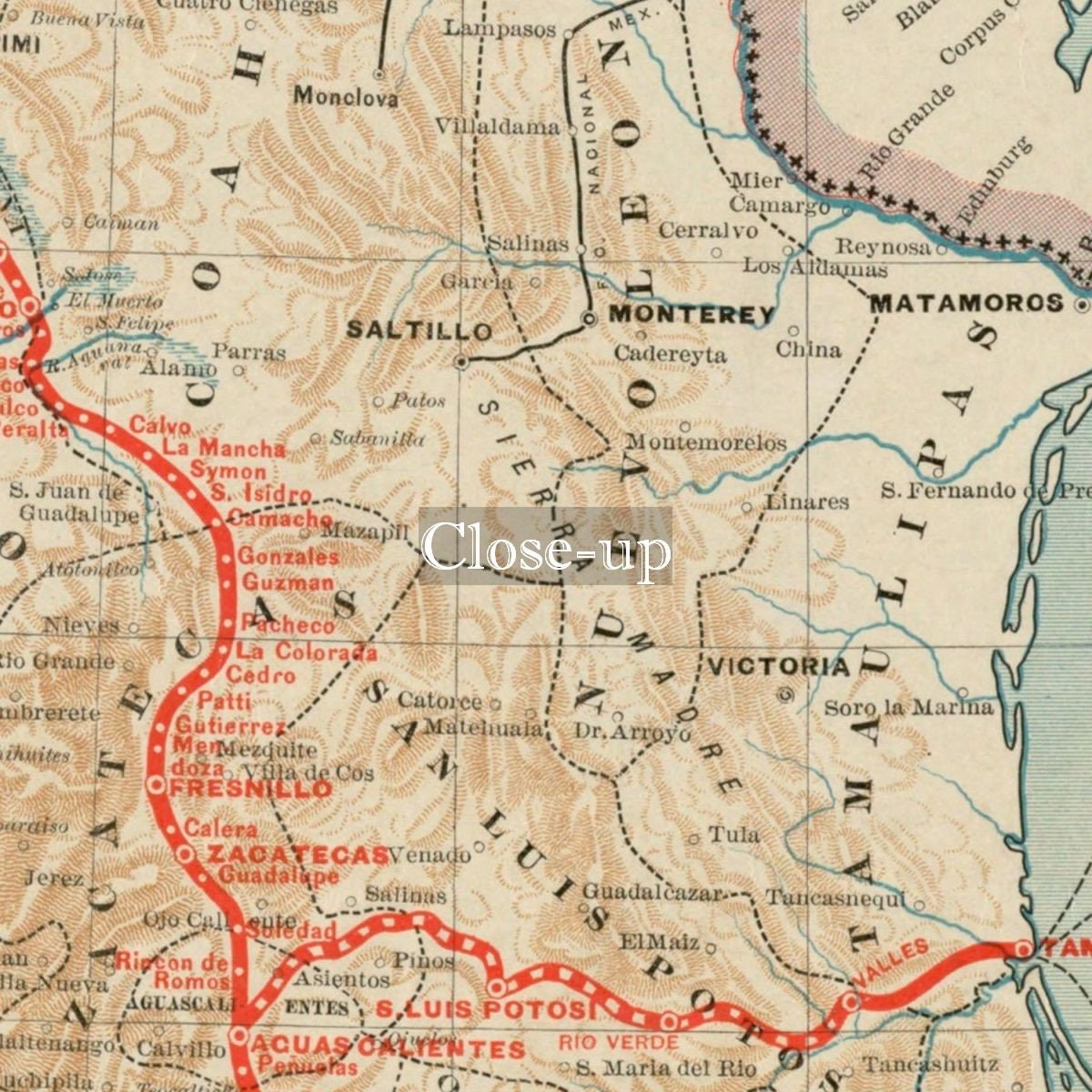 Map 1884 Map Mexico Mexico Mapa De Las Lineas Del Ferrocarril | Etsy