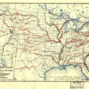 Map: 1907 Map of the United States Showing Routes of Principal - Etsy
